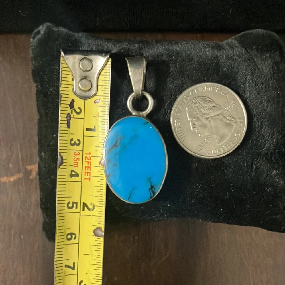 Jewelry | Vintage Sterling Turquoise Stone Oval Pendant | Poshmark